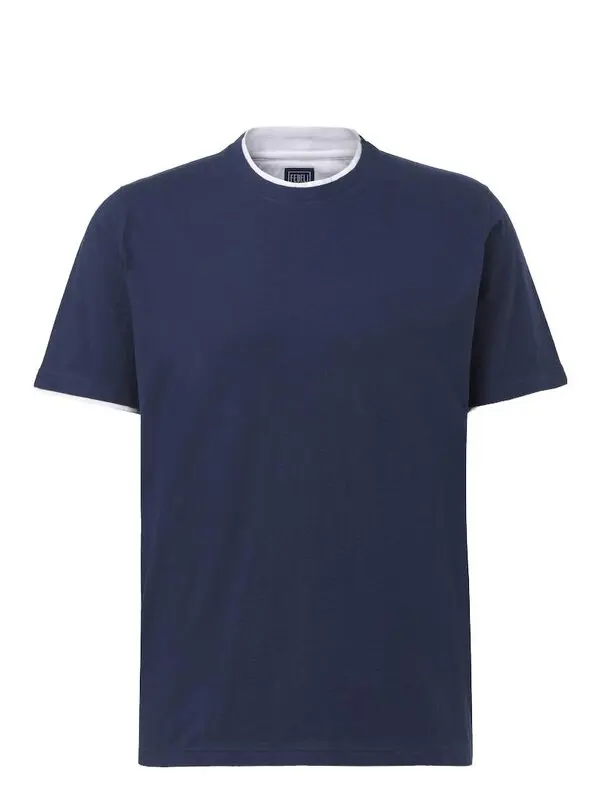Fedeli Cotton Jersey T-shirt - Blue