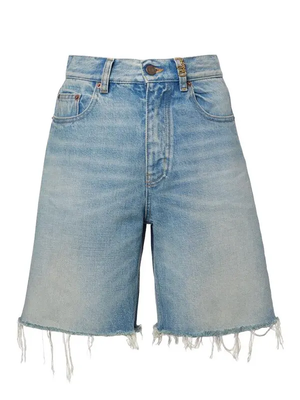 Chloé Faded Denim Shorts - Blue