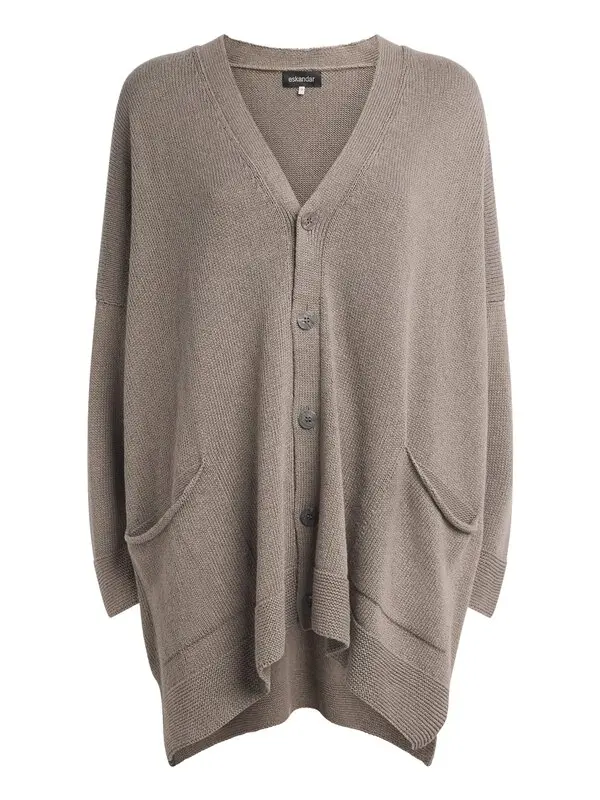 Eskandar Linen-organic Cotton V-neck Cardigan - Neutral