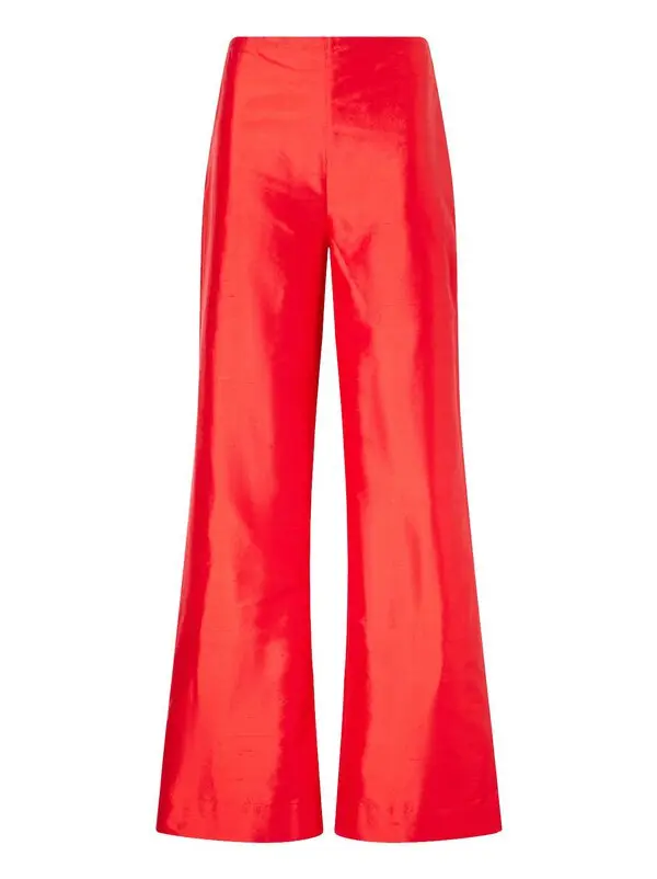 Staud Stroll Silk-dupioni Wide-leg Pants - Red