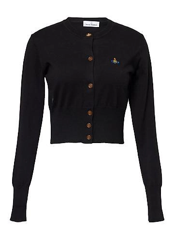VIVIENNE WESTWOOD Bea Cropped Cotton-blend Knit Cardigan - Black