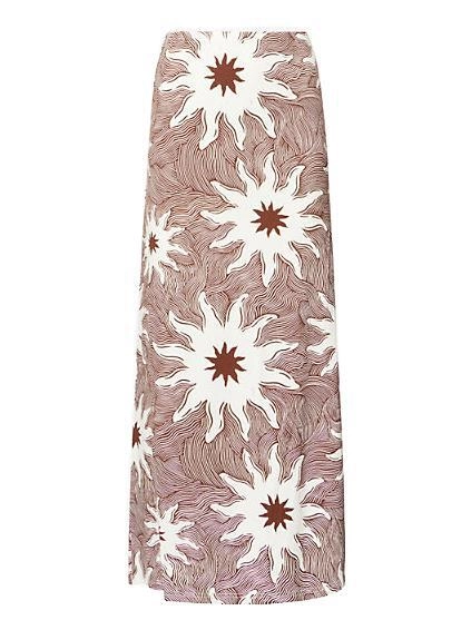 NEVER FULLY DRESSED Printed Stretch-jersey Midi Skirt - Chocolate