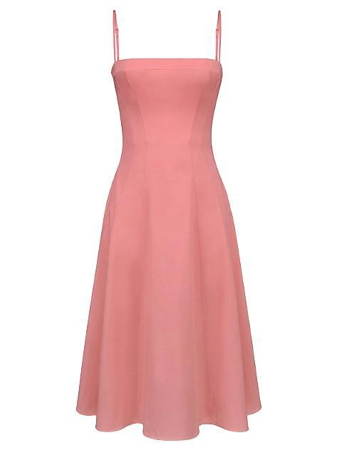 House Of Cb Square-neck Stretch-cotton Midi Dress - Raspberry