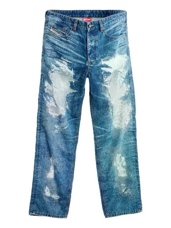 DIESEL® D-macs Distressed Mesh-panel Jeans - Blue