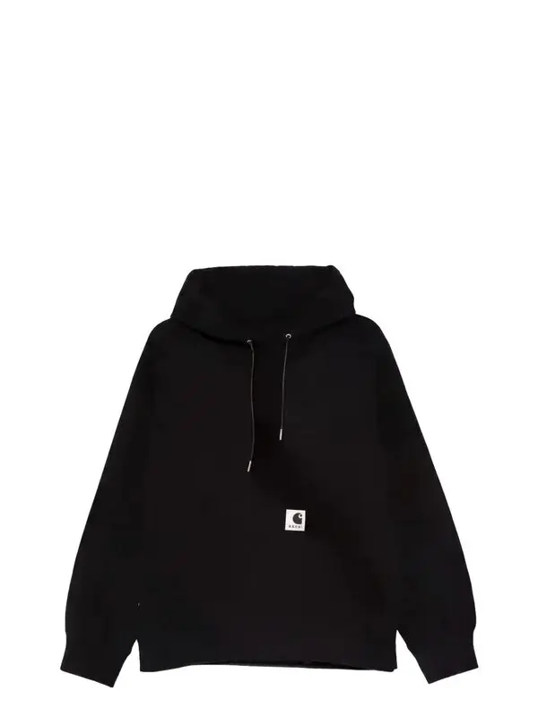 Sacai X Carhartt Wip Logo-patch Jersey Hoodie - Black