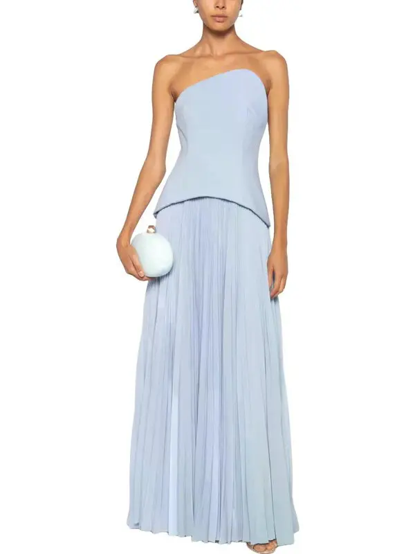 Solace London Britt Strapless Pleated Maxi Dress - Blue