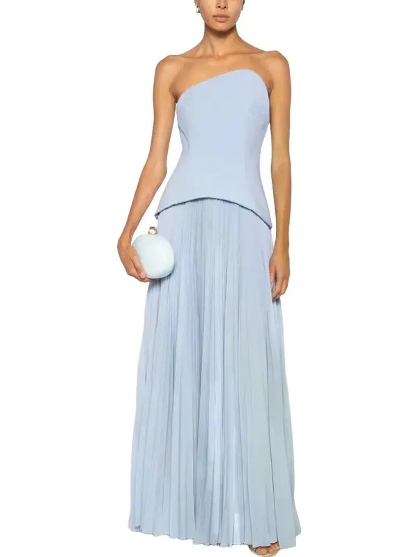 Solace London Britt Strapless Pleated Maxi Dress - Blue