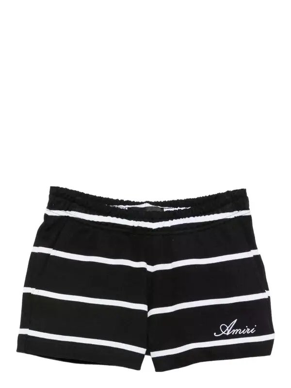 Amiri Striped Logo-embroidered Shorts - Black