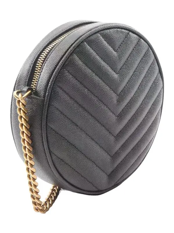 Saint Laurent Vinyl Quilted Leather Cross Body Bag - Black