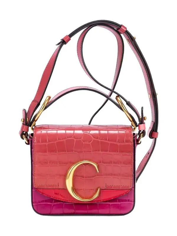 Chloé C Crocodile-effect Shoulder Bag - Pink