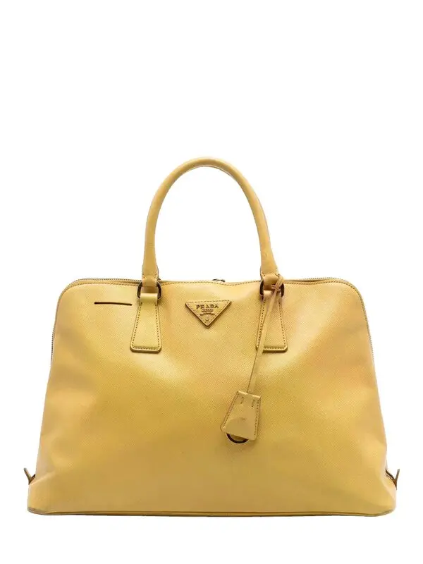 Prada 2010-2026 Large Saffiano Lux Promenade Satchel - Yellow