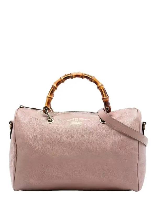 Gucci Medium Calfskin Bamboo Shopper Boston Bag Satchel - Brown