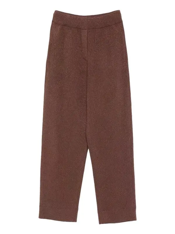 Brunello Cucinelli Ribbed Knit Straight Leg Trousers - Brown