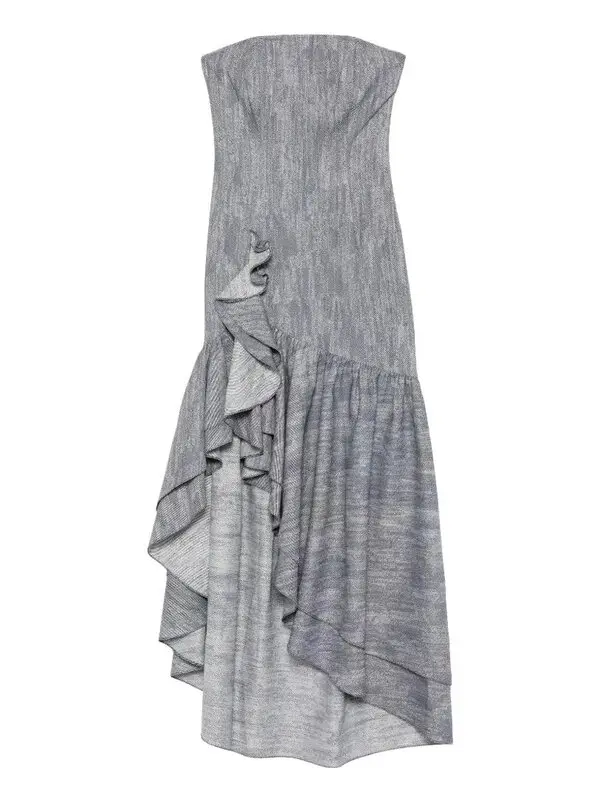 Leen Mougrhabi Sophia Ruffled Asymmetric Dress - Blue
