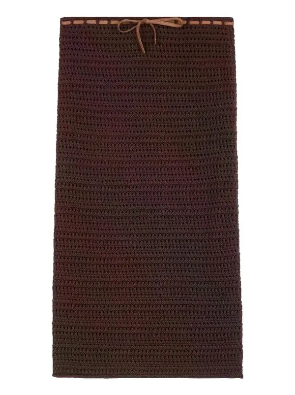 TOD'S Crochet Knit Midi Skirt - Brown