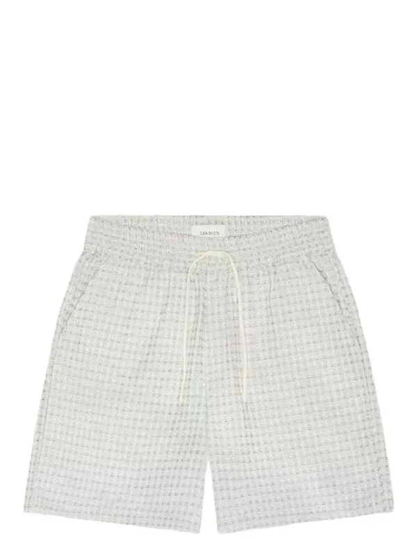 LES DEUX Checkered Pattern Drawstring Shorts - Grey