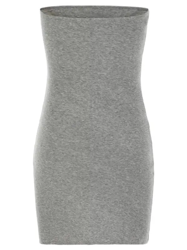 Miu Miu Logo-patch Strapless Mini Dress - Grey