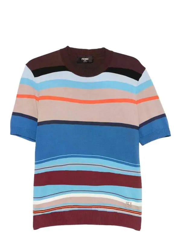 Fendi Striped Short-sleeve Top - Blue