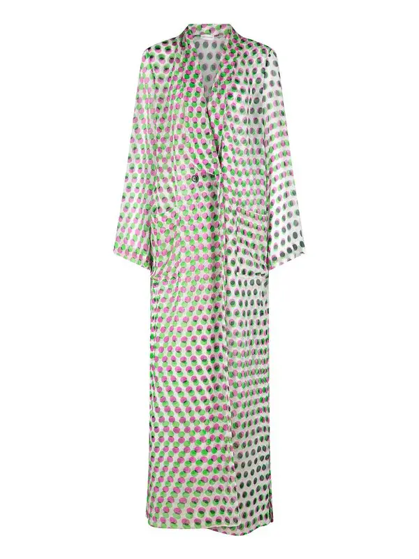 Dries Van Noten Covy Bis" Polka Dot Silk Crepon Long Shirt - Multi