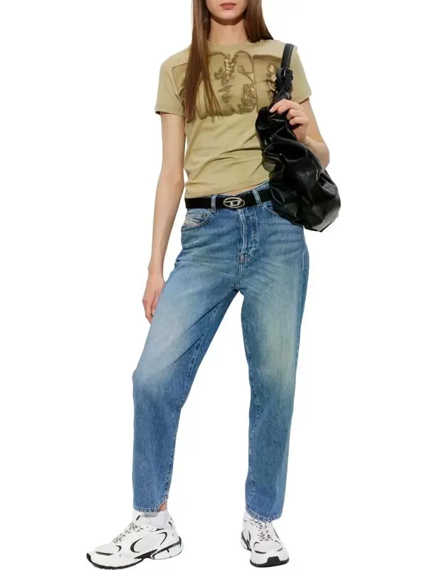 DIESEL® Beige Cotton Logo Print T-shirt - Neutrals