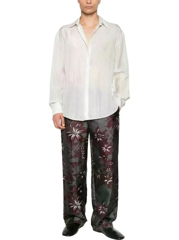 Gucci Floral Print Silk Trousers - Grey