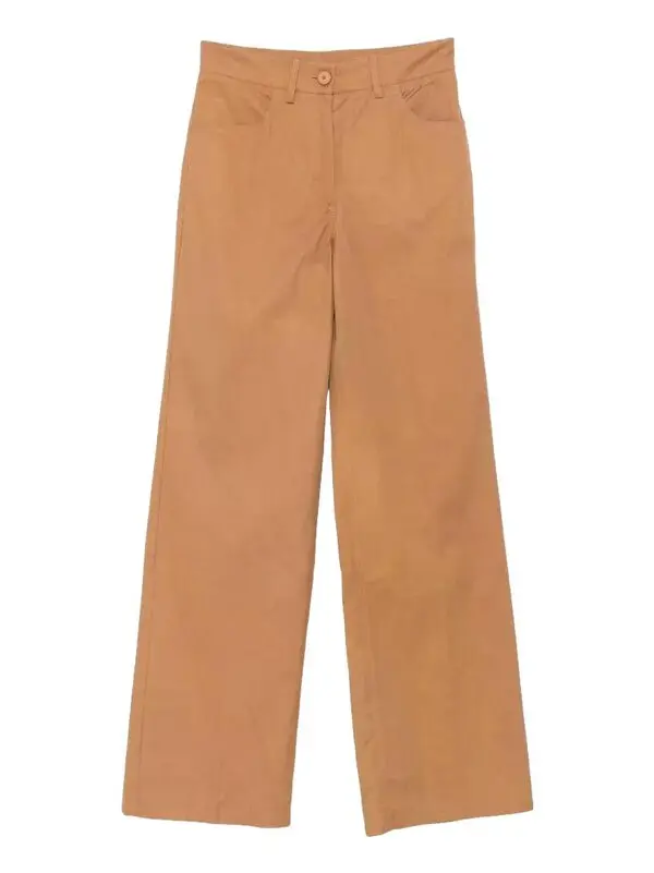 Momoni Olivina Wide-leg Tailored Cotton Trousers - Brown
