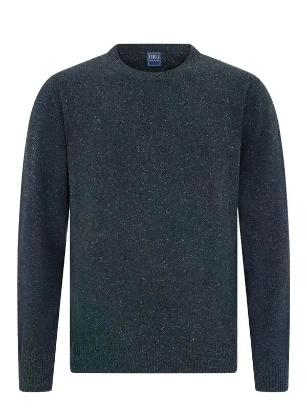 Fedeli Crew Neck Sweater With Flecked Finish - Blue