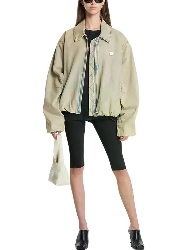 MISBHV Sand-washed Bomber Denim Jacket - Neutrals
