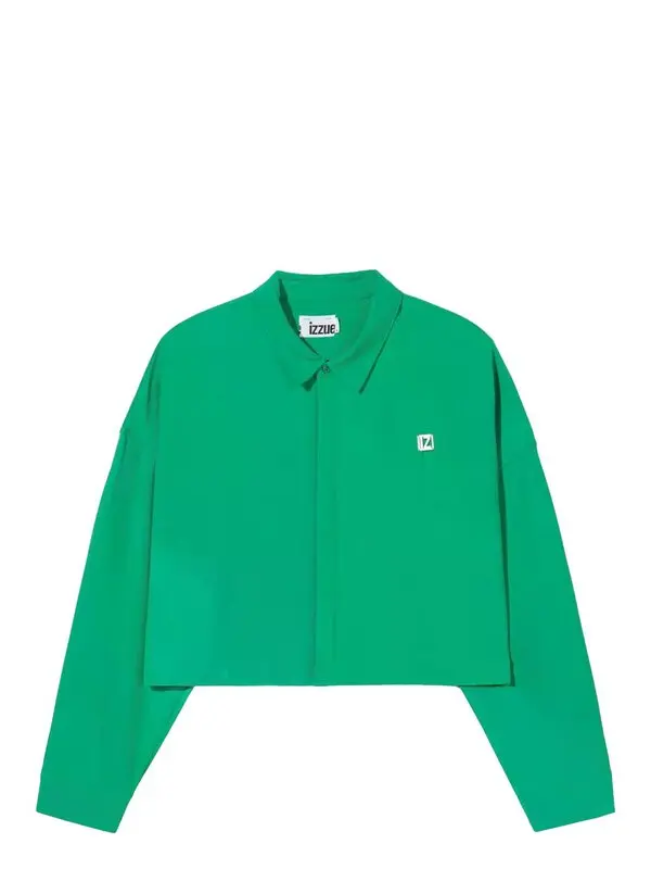 Izzue Cropped Shirt With Logo Plaque - Green