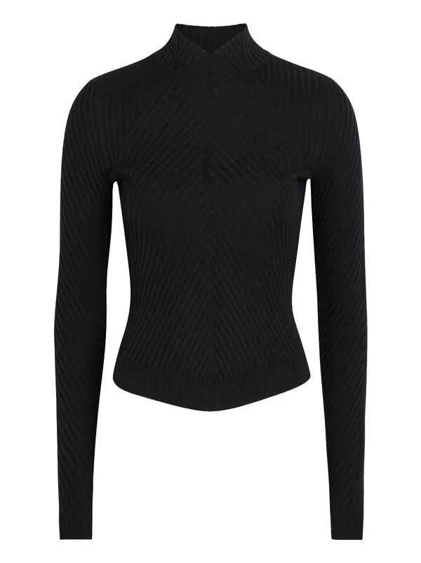 Victoria Beckham Georgia Ribbed Merino Wool Jumper - Black