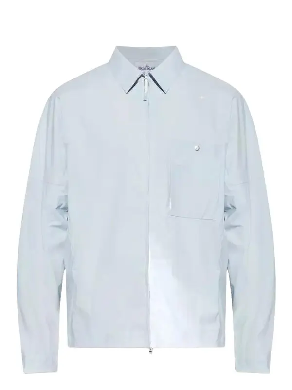 Stone Island Zip-up Chest-pocket Shirt - Blue