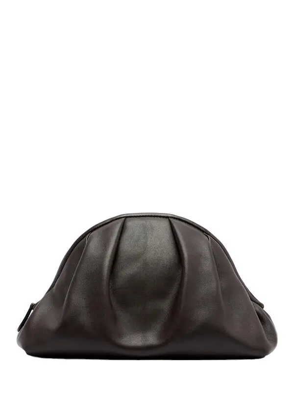 THE ROW Charlotte Leather Clutch - Brown