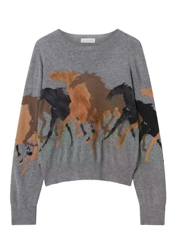 Stella McCartney Horse Intarsia Round Neck Sweater - Grey