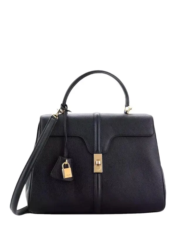 Celine Grained Calfskin 16 Top Handle Bag Medium - Black