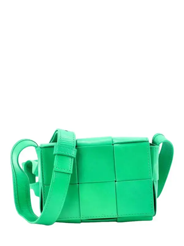 Bottega Veneta Cassette Maxi Intrecciato Leather Candy Crossbody Bag - Green