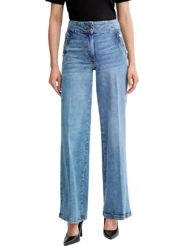 SILVIAN HEACH Wide Leg Jeans With Button Fastening - Blue