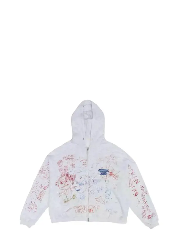 PALY Scribble-print Zip-up Hoodie - Grey