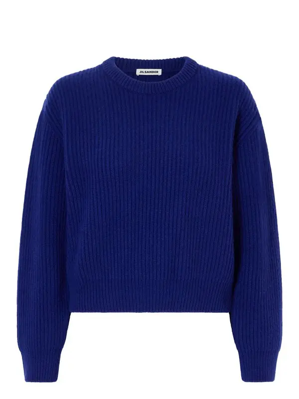 JIL SANDER Ribbed-knit Wool Sweater - Blue