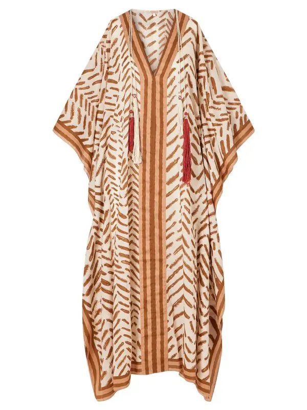 Johanna Ortiz The Secret Of The Sun Printed Cotton Kaftan - Brown