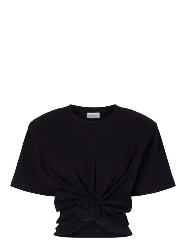 Magda Butrym Gathered Ribbed T-shirt - Black