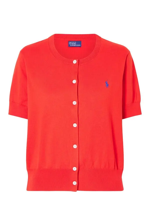 Polo Ralph Lauren Embroidered Cotton-blend Cardigan - Red