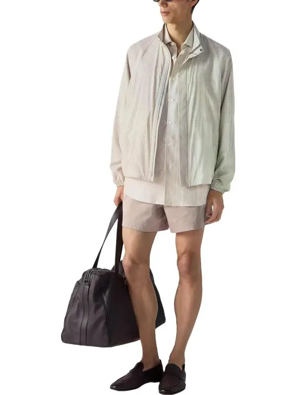 Zegna Striped Silk Jacket - Neutrals