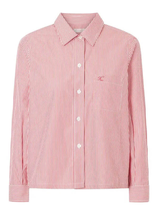 Suzie Kondi Vella Striped Cotton-poplin Shirt - Red