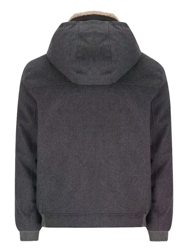 Brunello Cucinelli Bonded Wool Flannel Down Jacket With Detachable Hood - Grey