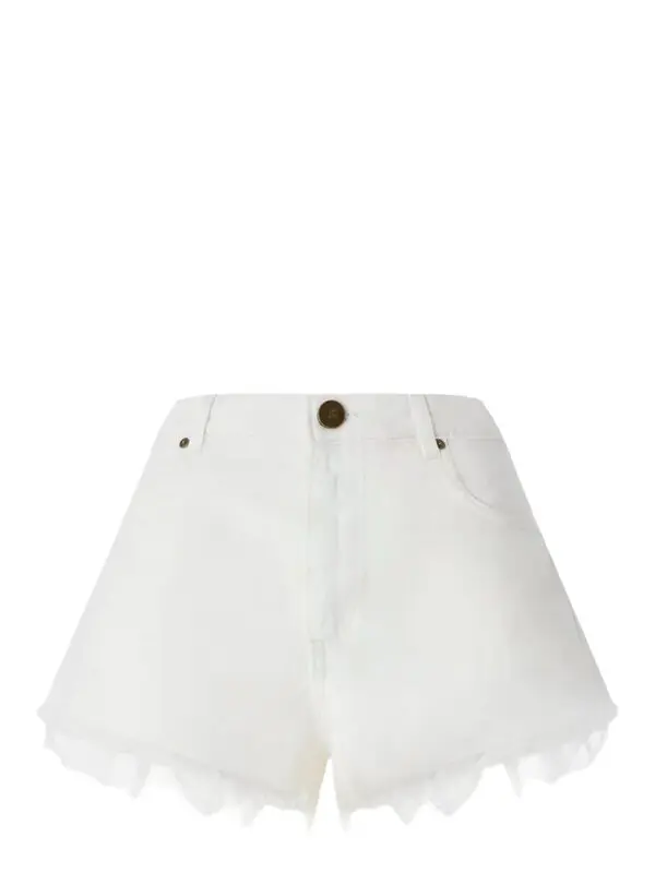 Pinko Frayed-hem Logo-embellished Shorts - White