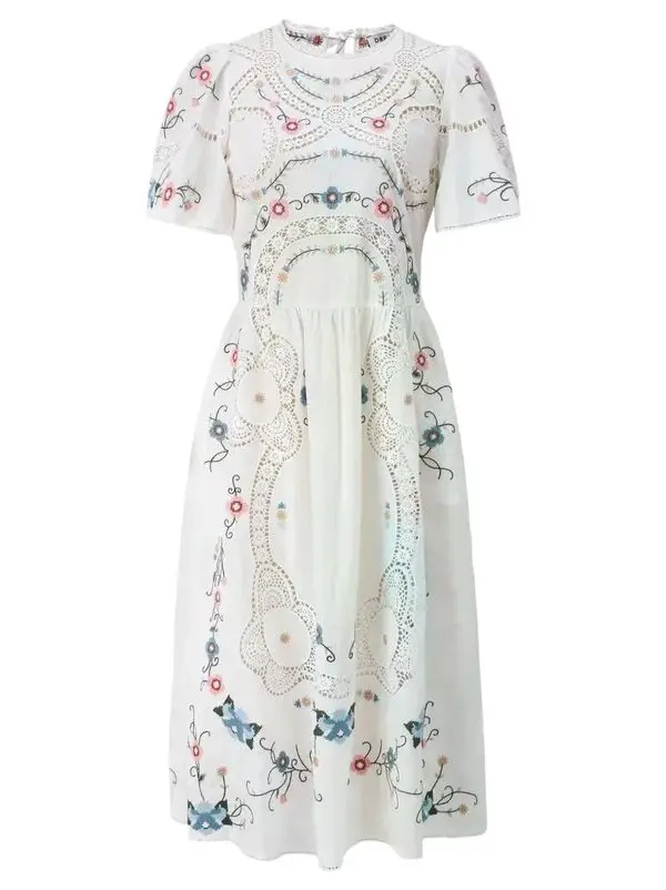 DREAM CATCHER Jules Floral-embroidered Broderie Anglaise Midi Dress - White