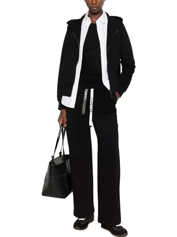 Max Mara Logo Embroidered Zip-up Hoodie - Black