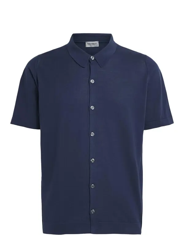 John Smedley Merino Wool Polo Shirt - Navy