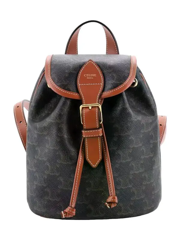 Celine Folco Triomphe Coated Canvas Mini Backpack - Brown