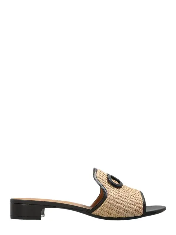 FERRAGAMO Gancini Ornament Raffia Sandals - Neutrals